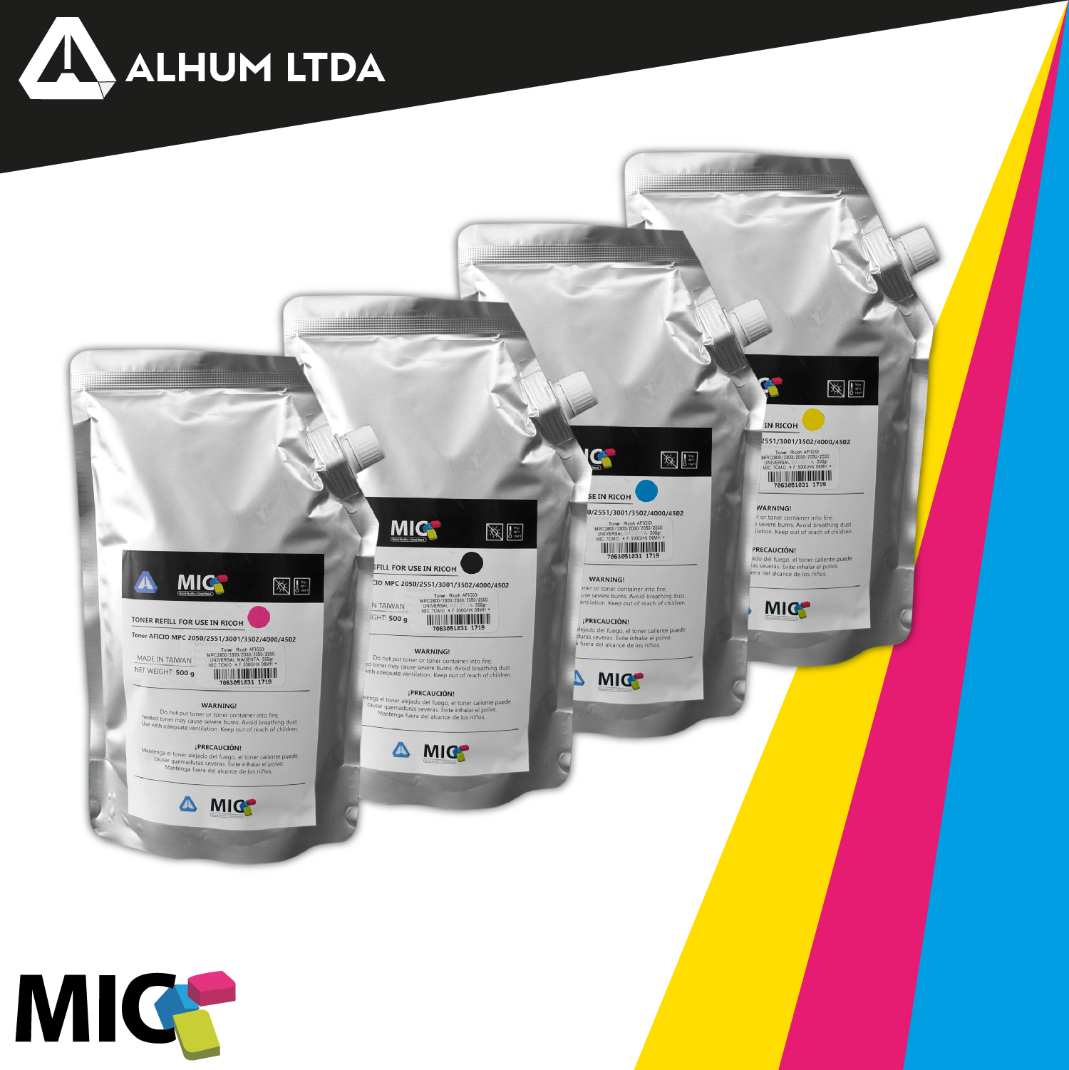 Kit Recargas Maquinas Ricoh A Color Universal 500GR